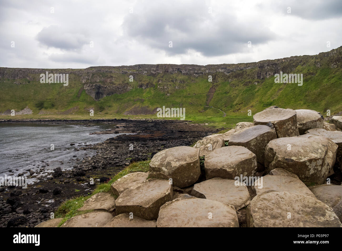A view of the Giants Causeway stones looking towards Causeway head ...