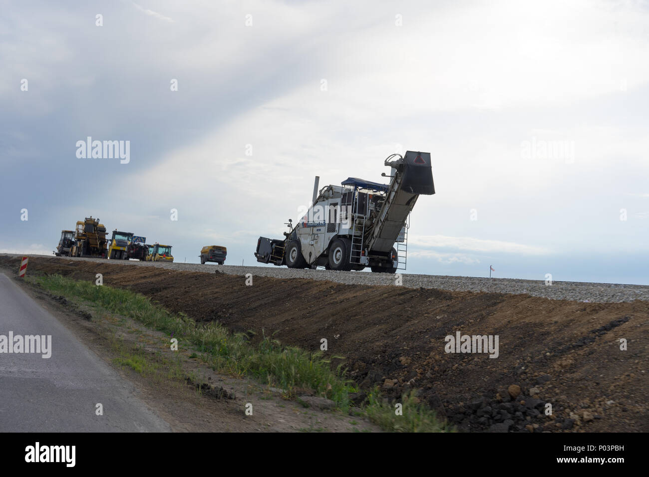 Construction equipment on the construction of the highway Tavrida in ...