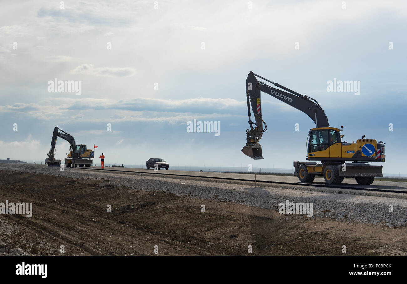 Construction equipment on the construction of the highway Tavrida in ...
