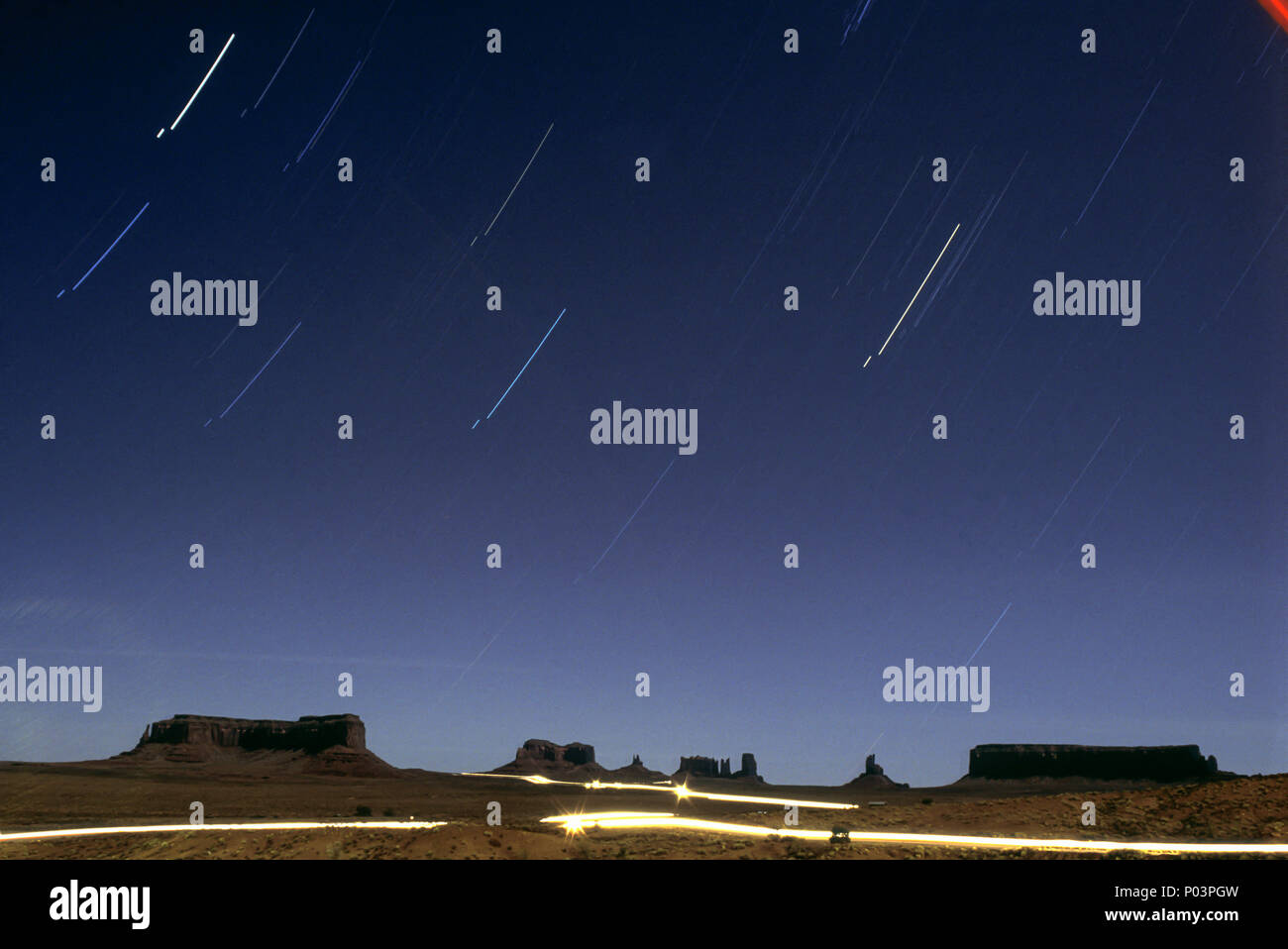 1992 HISTORICAL LIGHT TRAILS OF TRAFFIC STARS MONUMENT VALLEY NAVAJO ...