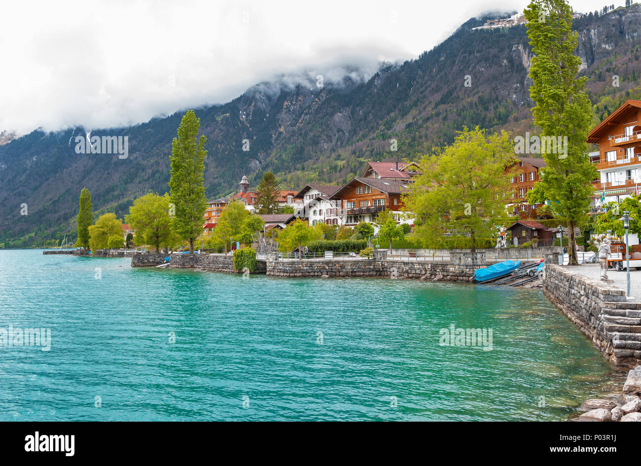 Walking along Brienz lake promenade Stock Photo - Alamy