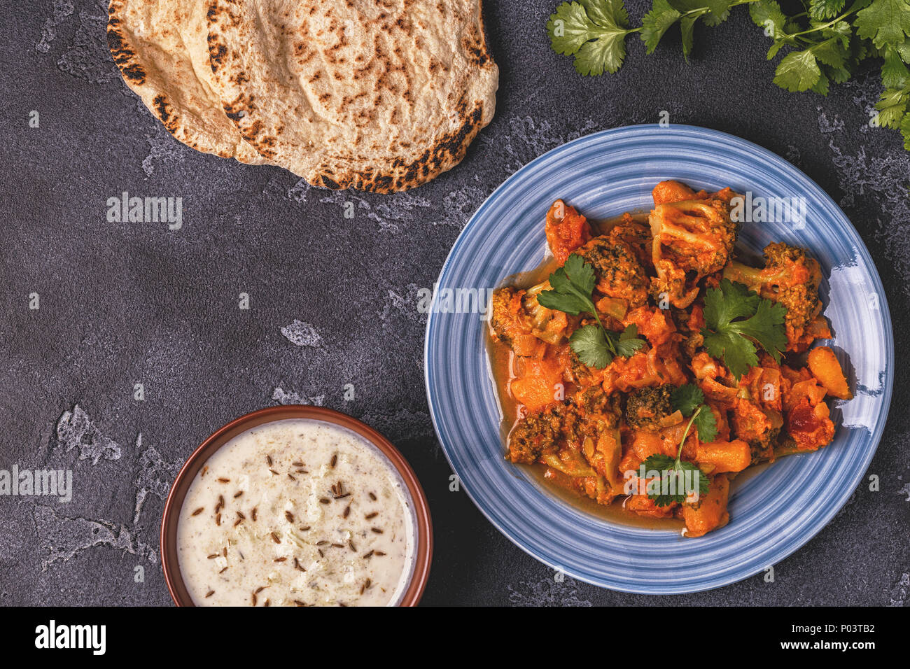Traditional Indian curry with vegetables. Top view, copy space Stock ...