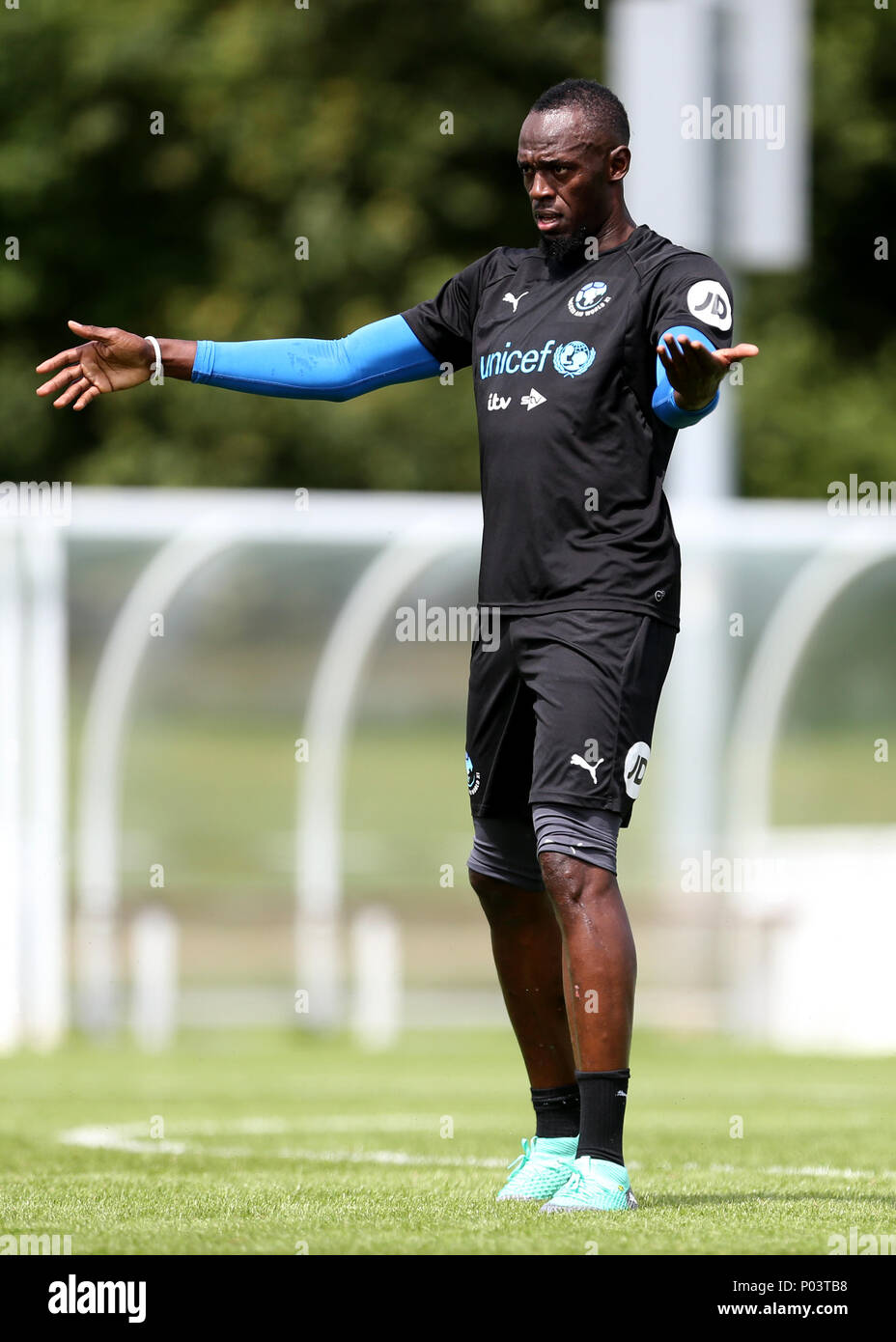 Usain Bolt during the World XI team's training session during the ...