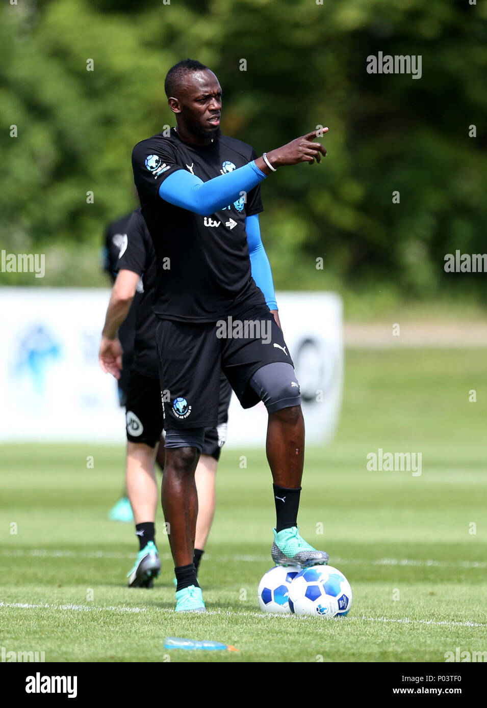 Usain Bolt during the World XI team's training session during the ...