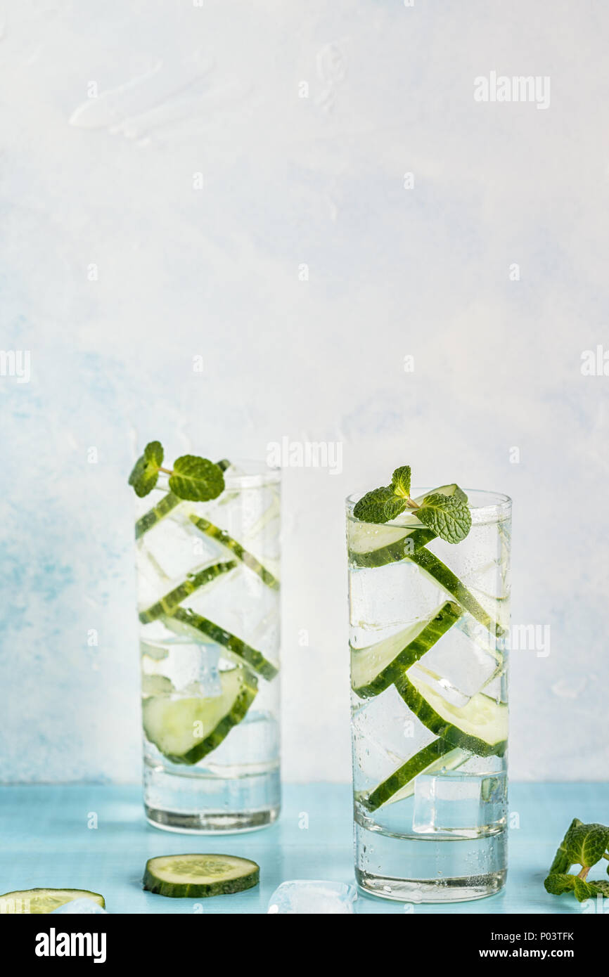 Cold and refreshing infused detox water with cucumber Stock Photo - Alamy