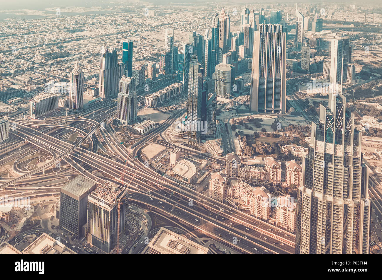 Dubai downtown day scene. Top view from above Stock Photo - Alamy