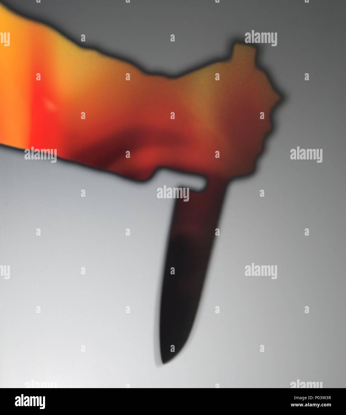 Red hand with knife. Crime concept Stock Photo - Alamy