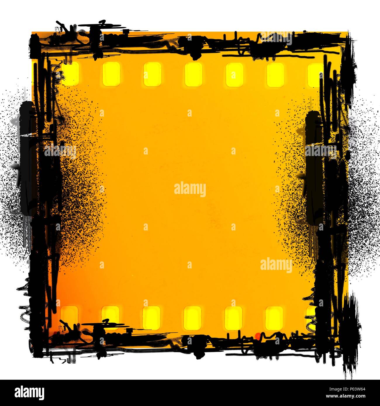 Grunge yellow film strip frame Stock Photo - Alamy
