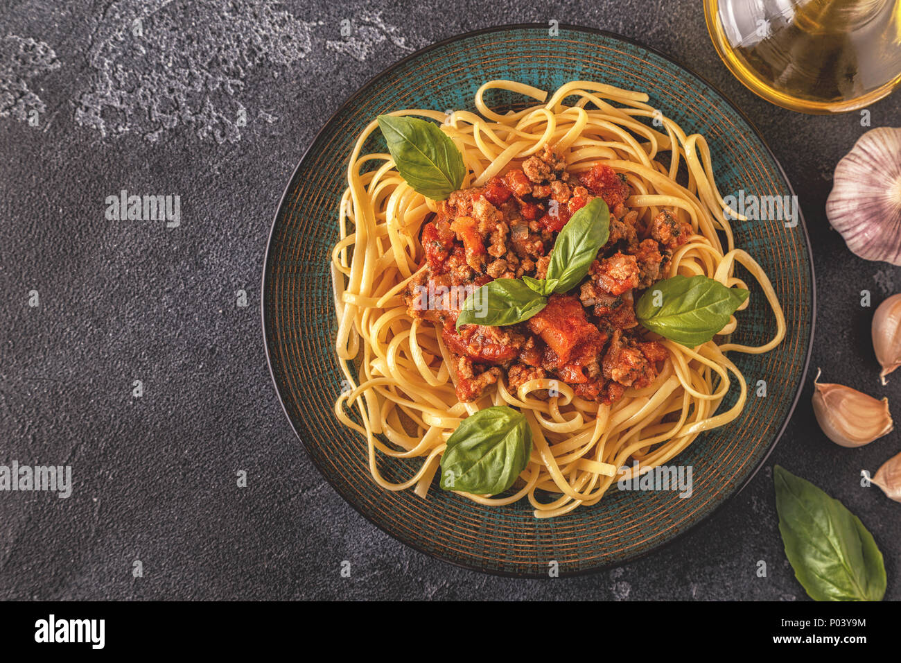 Italian pasta bolognese. Top view Stock Photo - Alamy