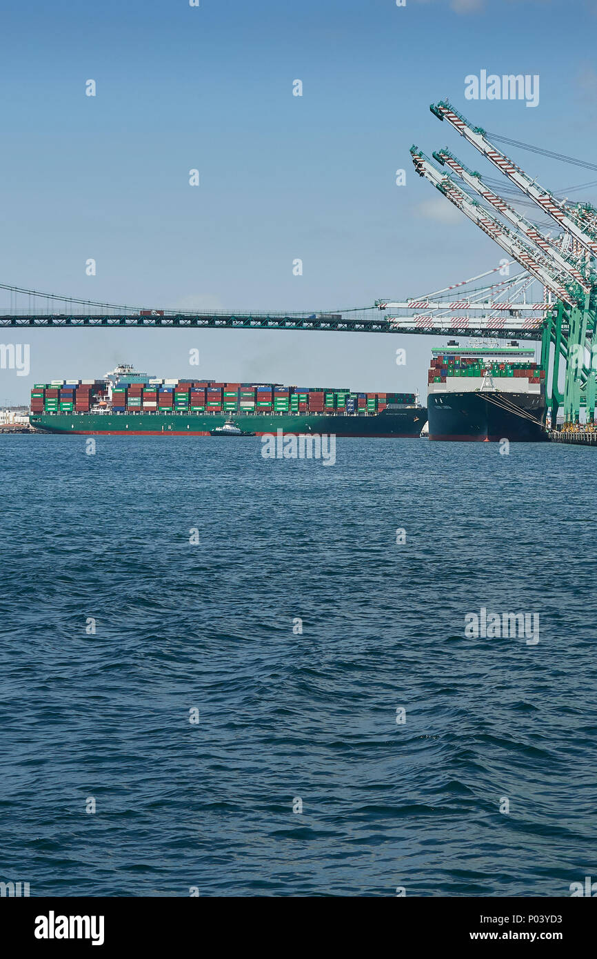 The Container Ship, SEAMAX NEW HAVEN, Being Turned By Tugs Under The ...