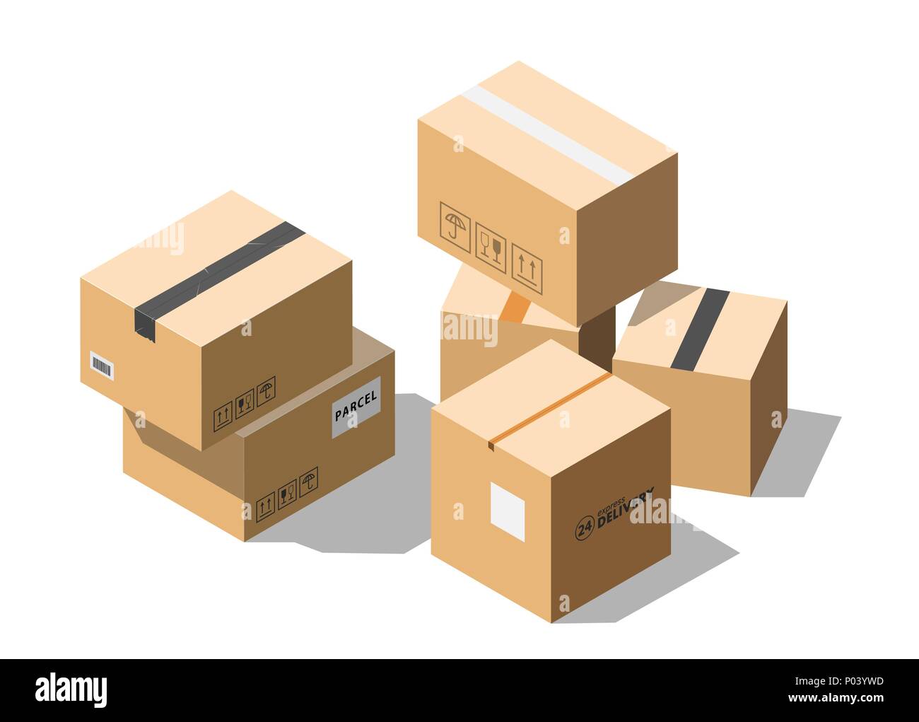 Brown cardboard shipping boxes vector Stock Vector Images - Alamy