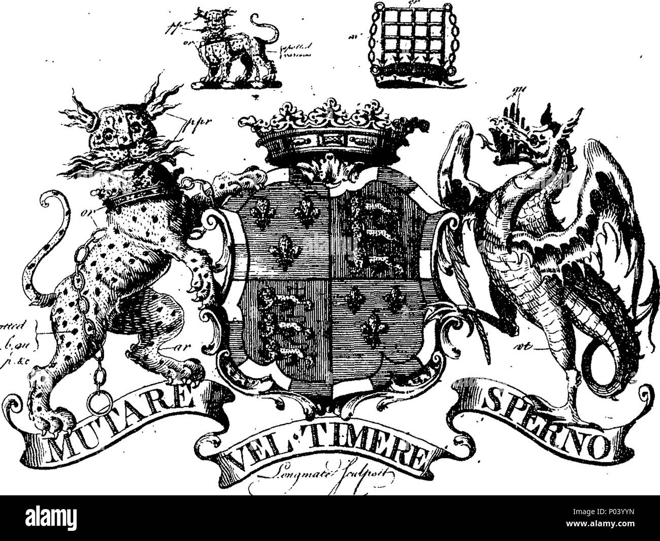 . English: Fleuron from book: A complete history of English peerage ...