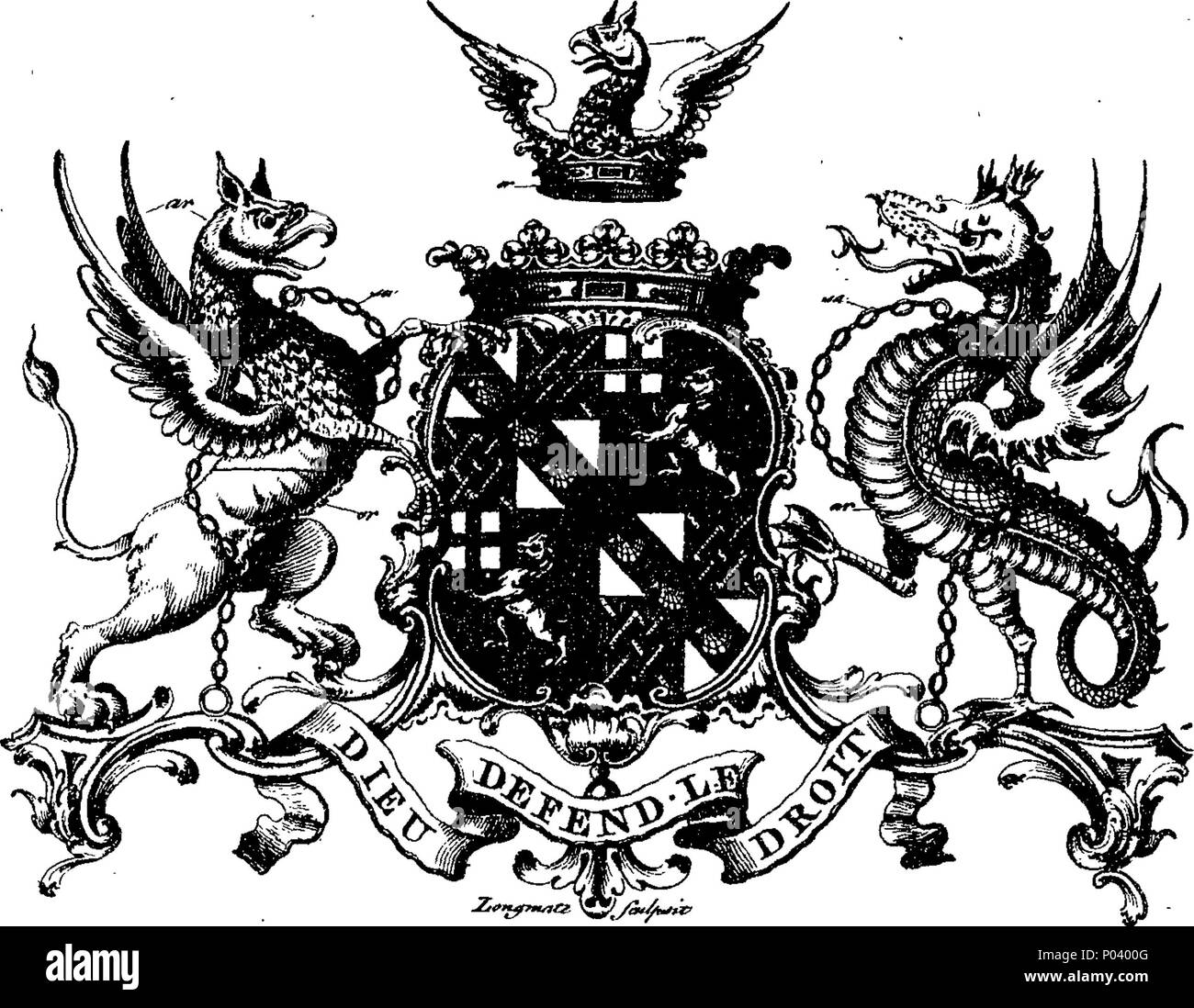 . English: Fleuron from book: A complete history of English peerage ...