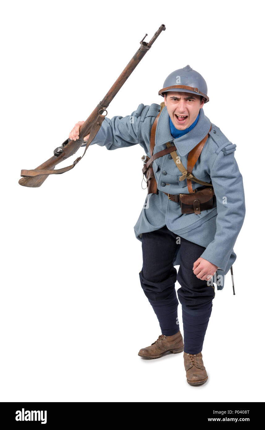 French soldier wwi, 1914 1918, isolated on a white background Stock ...