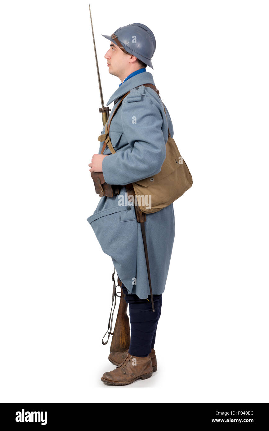French soldier 1914 1918, November 11th, side view, isolated on the ...