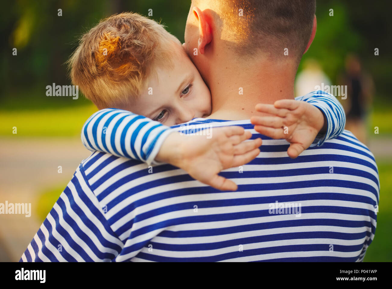 little funny boy with father Stock Photo - Alamy