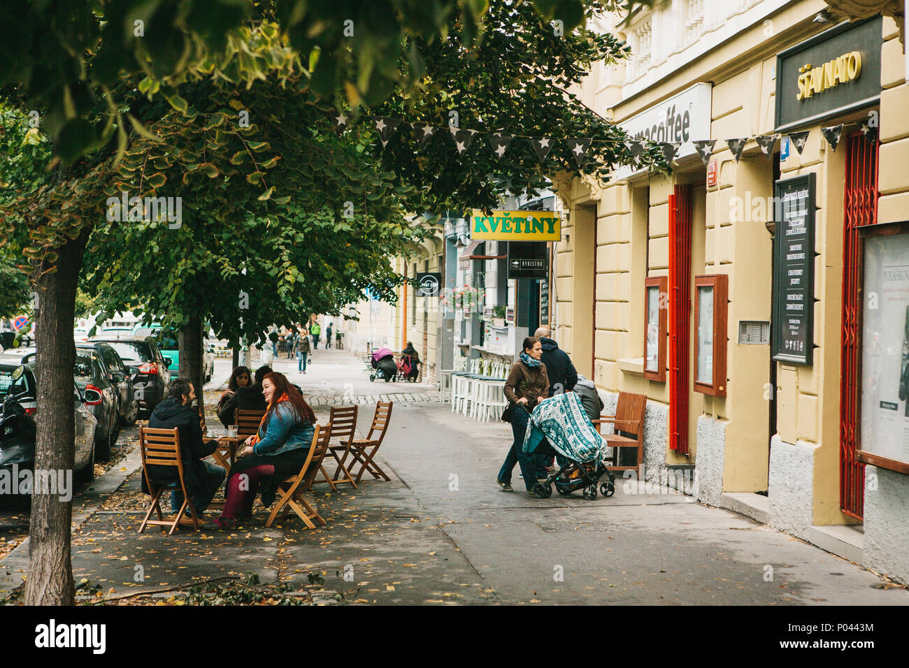 Prague, September 24, 2017: The usual life of local residents in the ...