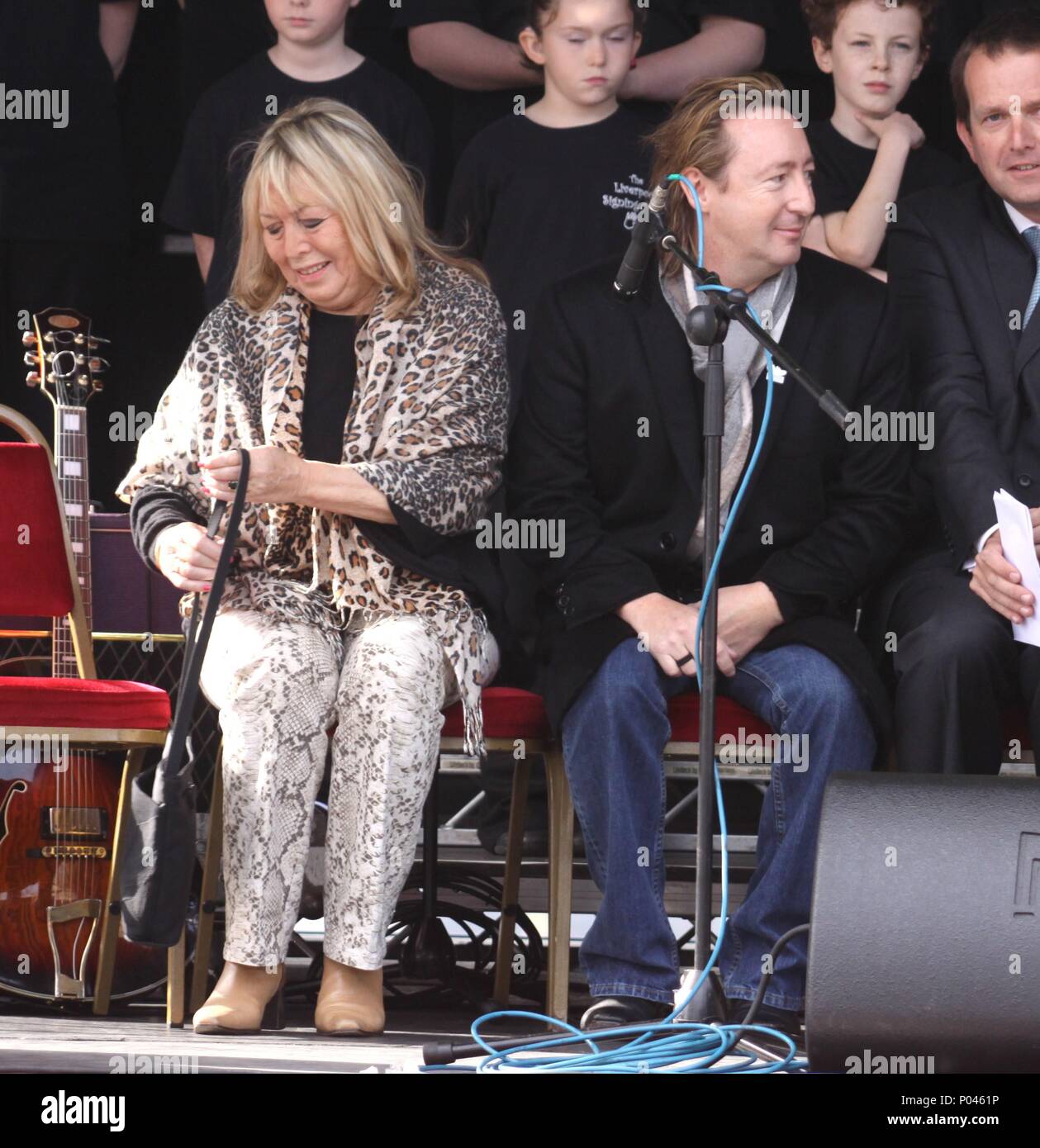 Liverpool,Uk, Julian And Cynthia Lennon attend memorial statue to john ...