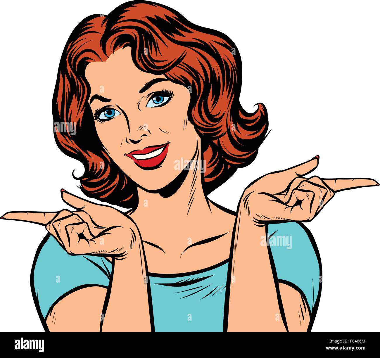 Woman pointing fingers left and right Stock Vector Image & Art - Alamy