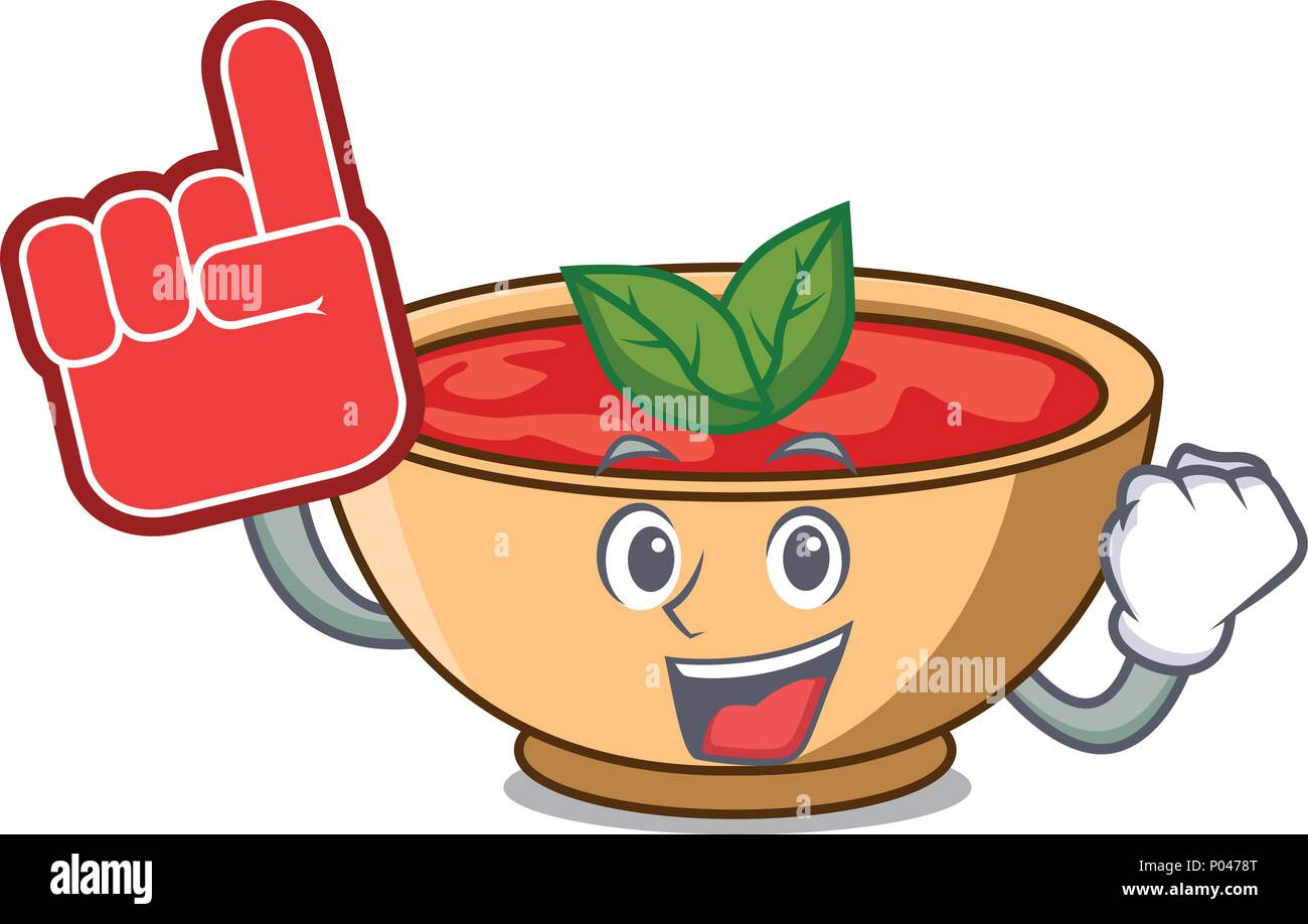Foam finger tomato soup character cartoon Stock Vector Image & Art - Alamy