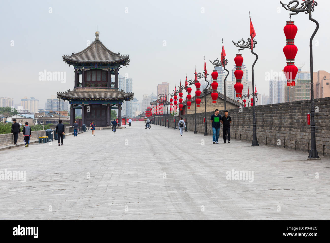 XIAN, CHINA - MAY 23, 2018: Tourists walk on the South Gate of Xian ...