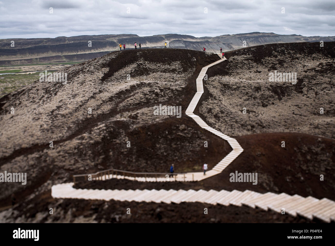 Volcano crater in iceland with contrasty steps Stock Photo - Alamy