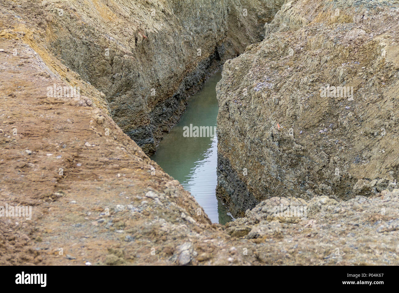 big ditch in a soil structure filled with water Stock Photo - Alamy