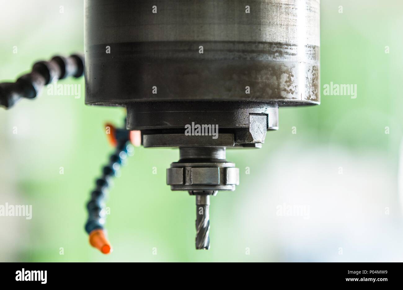 Industrial Heavy Duty Drilling Machine Closeup Photo. Drill Bit with ...