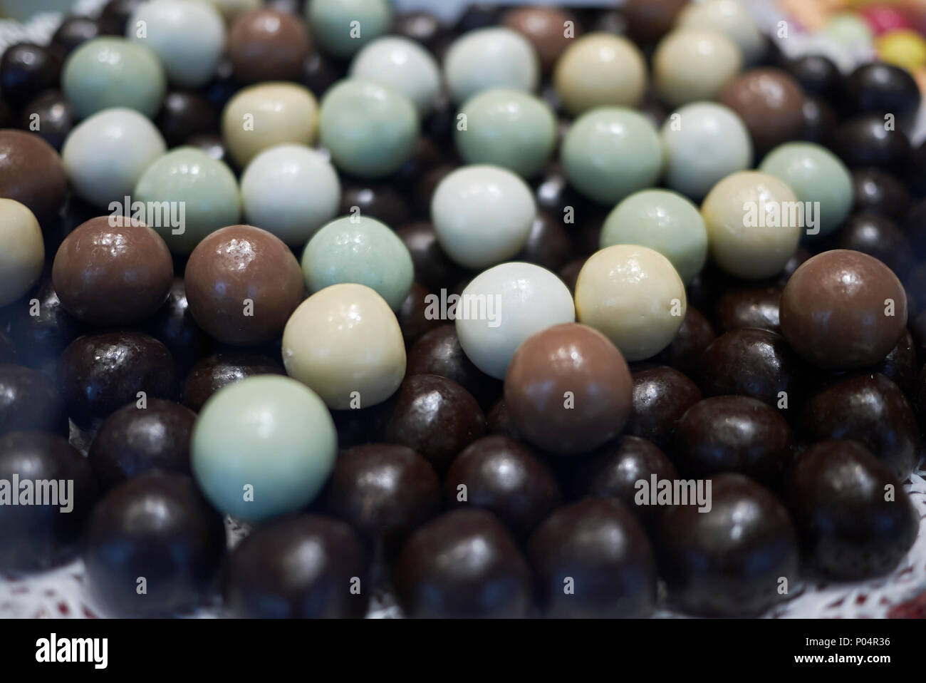 Assorted chocolate spheres Stock Photo - Alamy