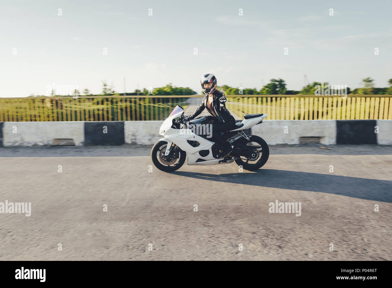 Motor biker woman hi-res stock photography and images - Alamy