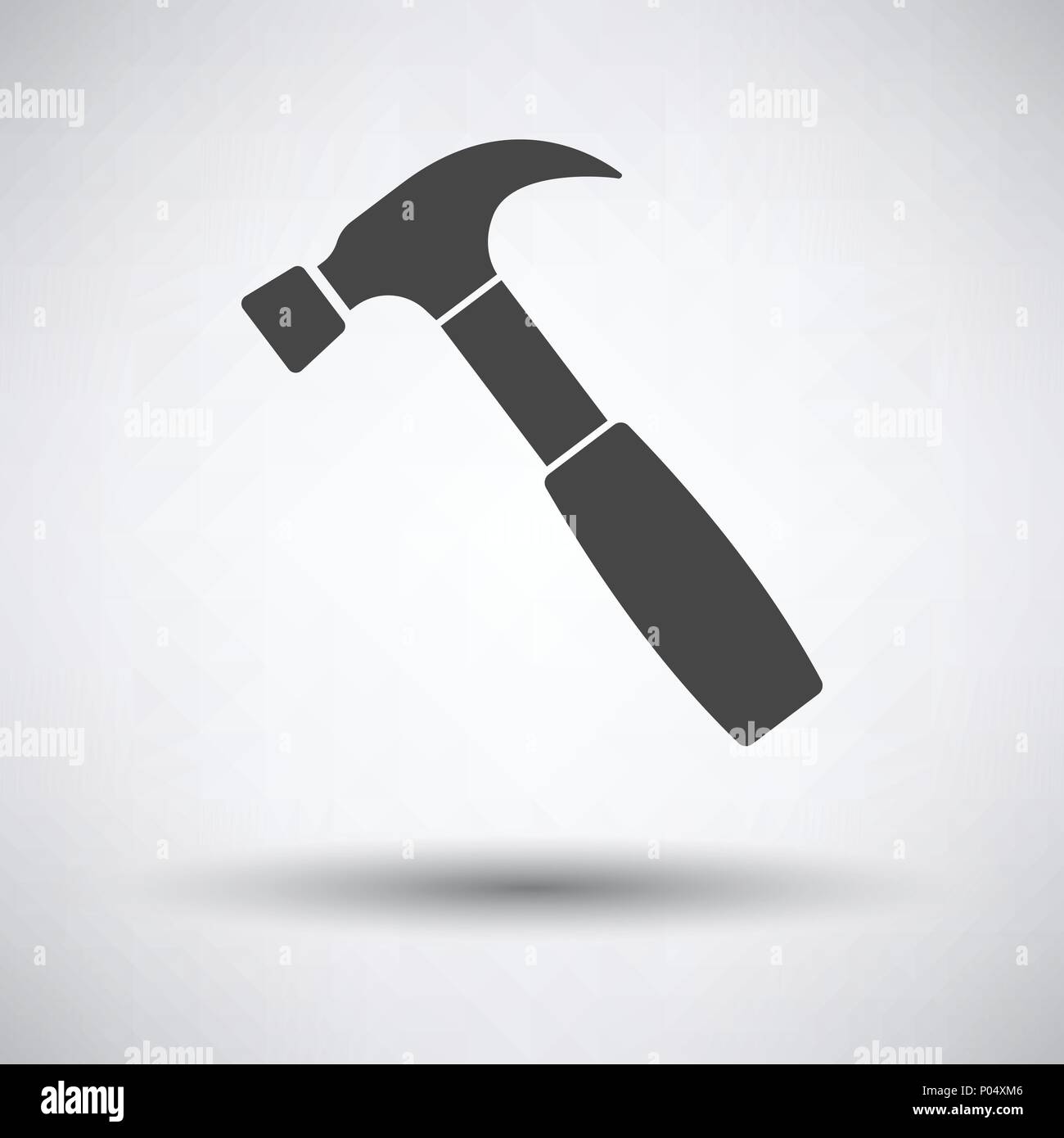 Hammer icon on gray background, round shadow. Vector illustration Stock ...