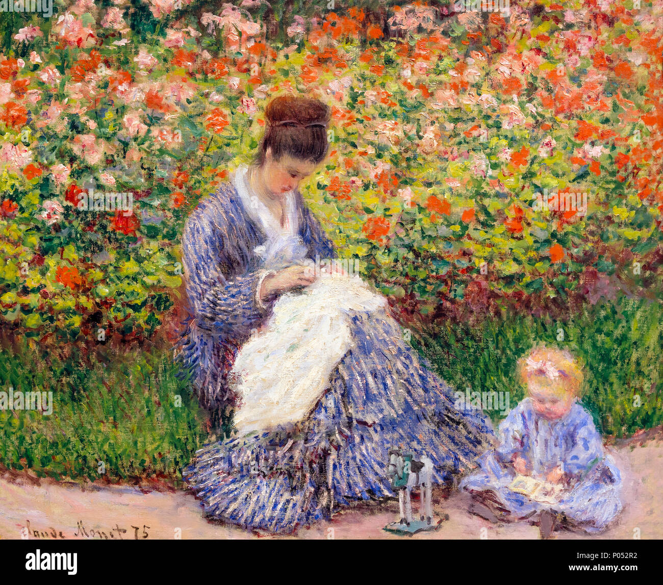 Camille Monet and a Child in the Artist's Garden in Argenteuil, Claude ...