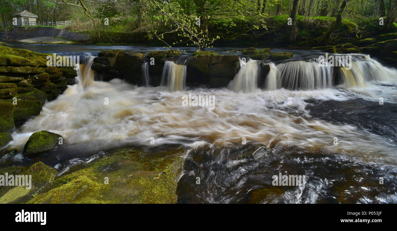 The waterfall at Yorkshire Bridge on the River Derwent (4 Stock Photo ...