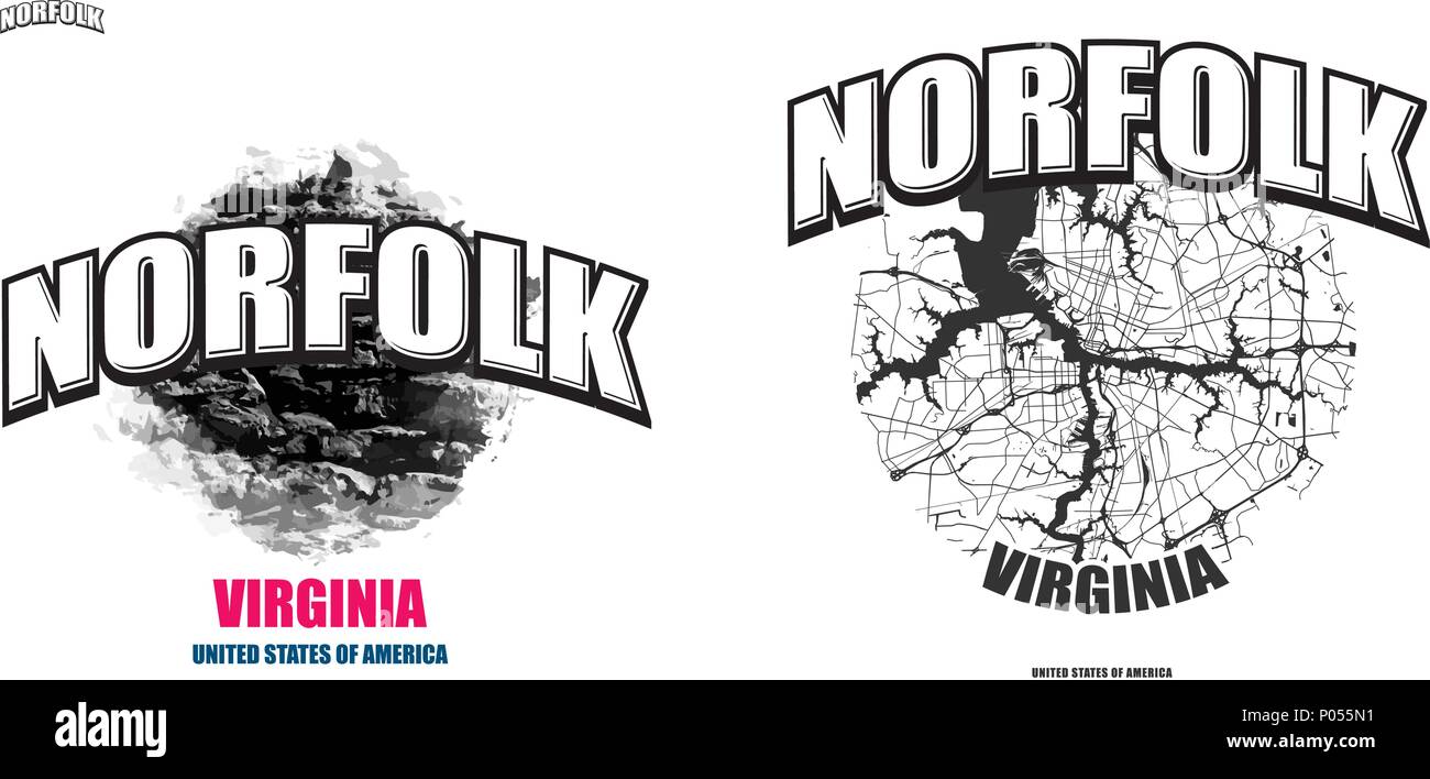 Norfolk, Virginia, logo design. Two in one vector arts. Big logo with ...