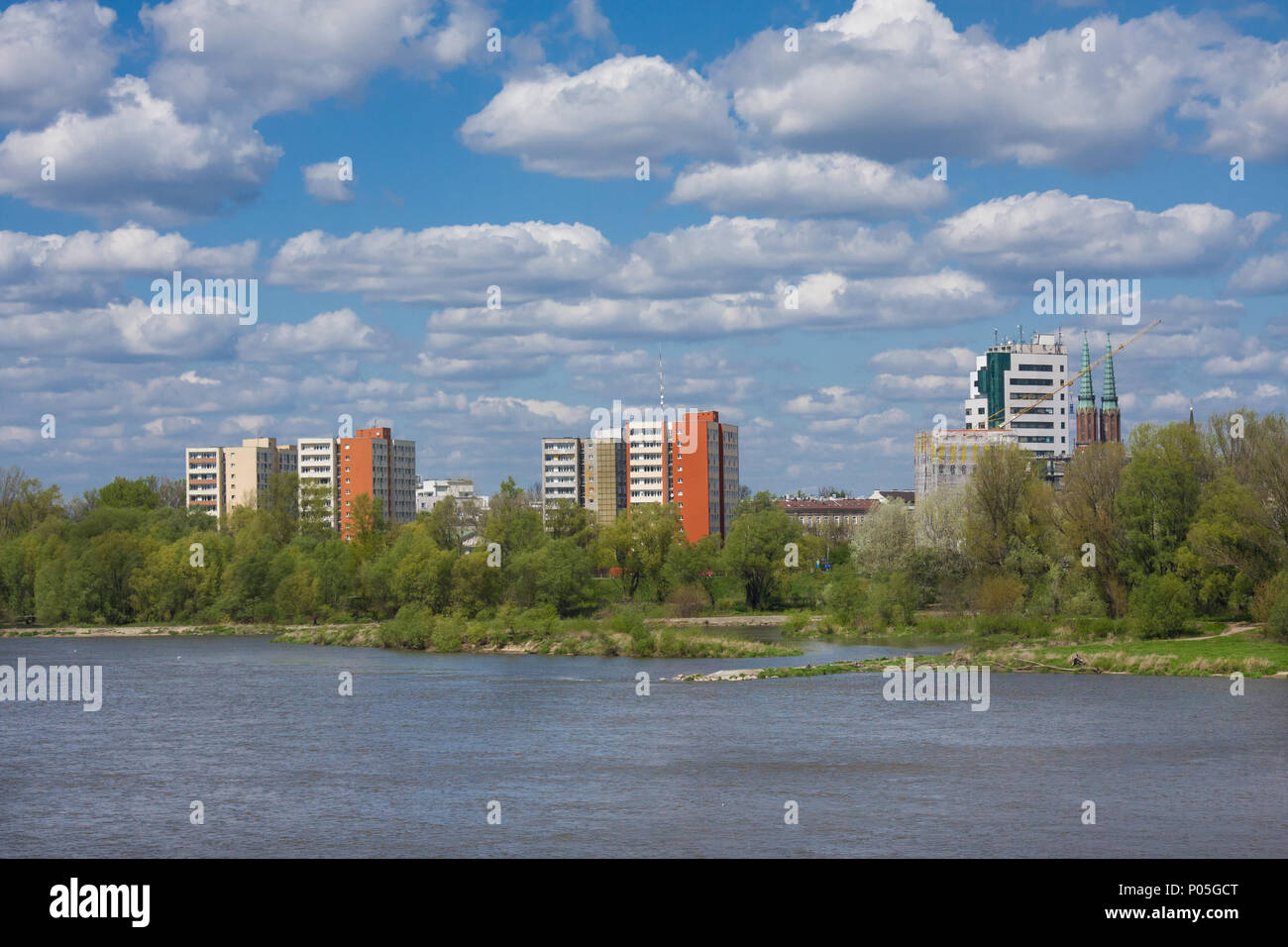 View of Warsaw: river Visla and new district. Poland Stock Photo - Alamy