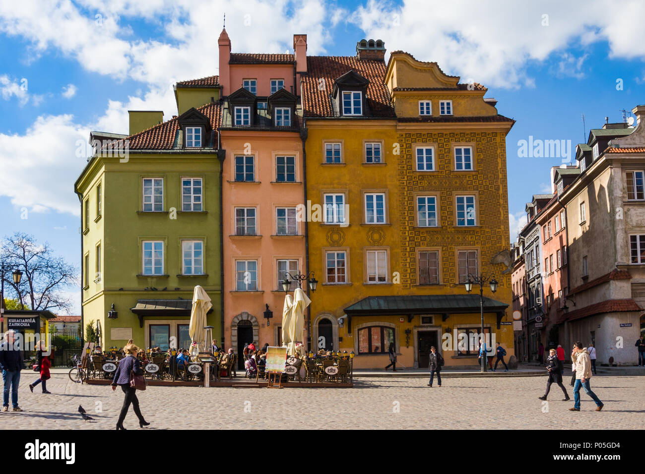 WARSAW, POLAND - APRIL 21, 2016: Street cafe on Warsaw's Old Town ...