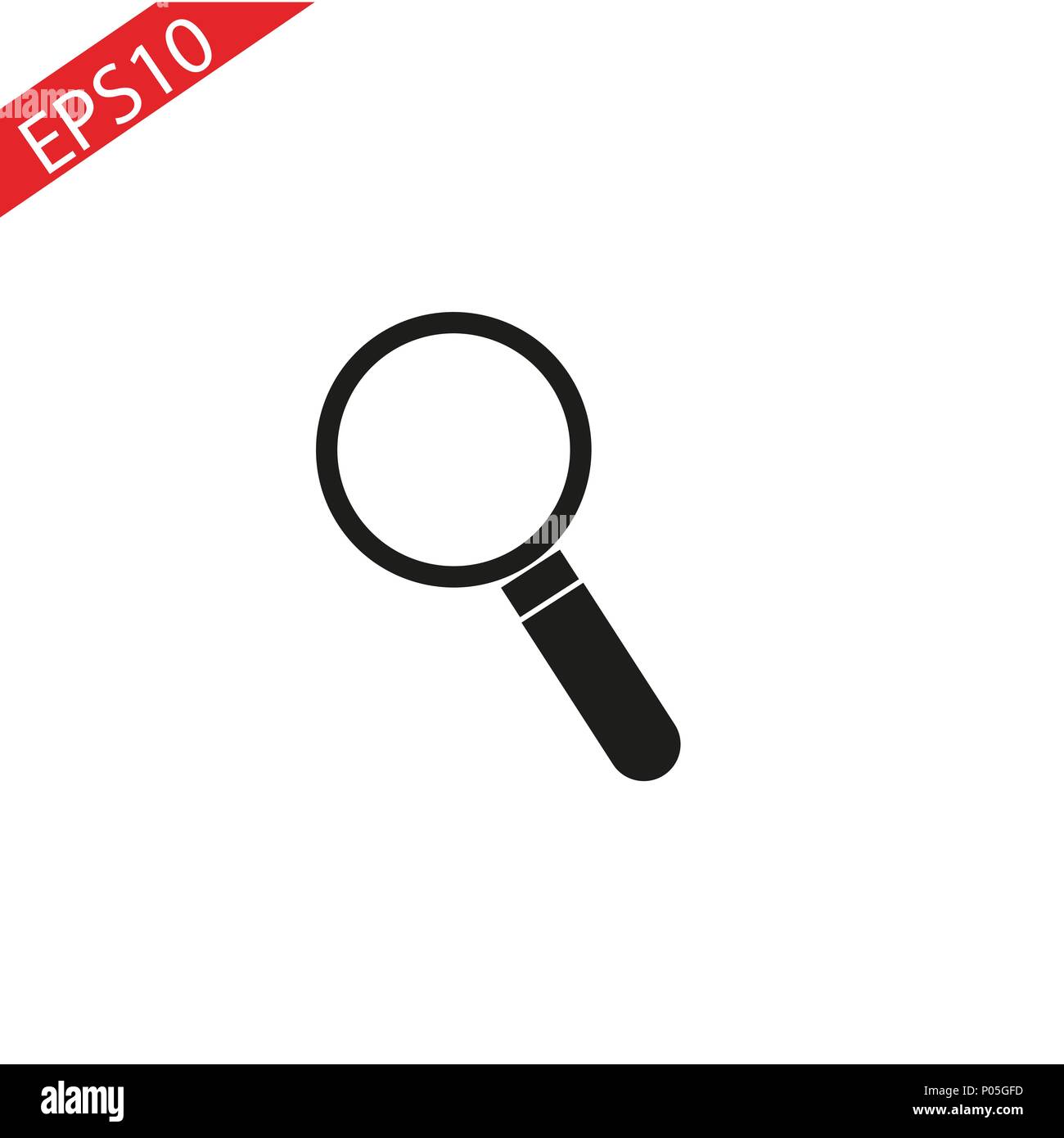 loupe, lupe, search, zoom tool, black simple icon on white Stock Vector ...
