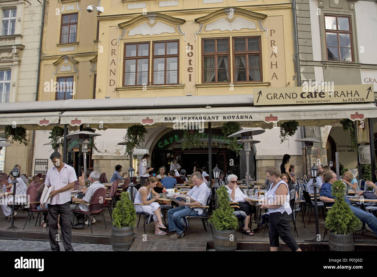 Cafe at the Grand Hotel of Praha (Prague) in the Old City in Prague ...
