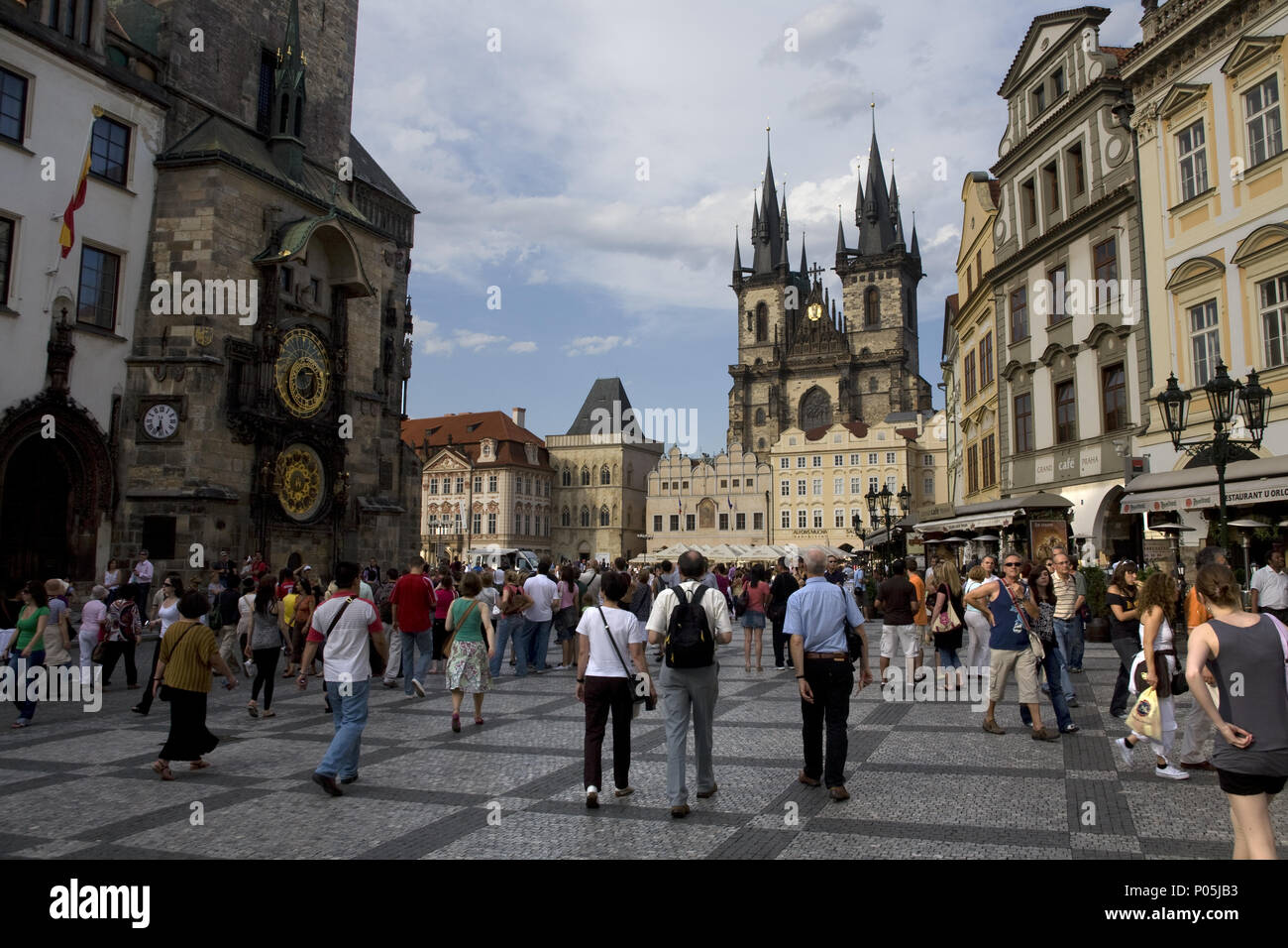 Tyn Cathedral dominates Old Town Square in Prague, Czech, Republic ...