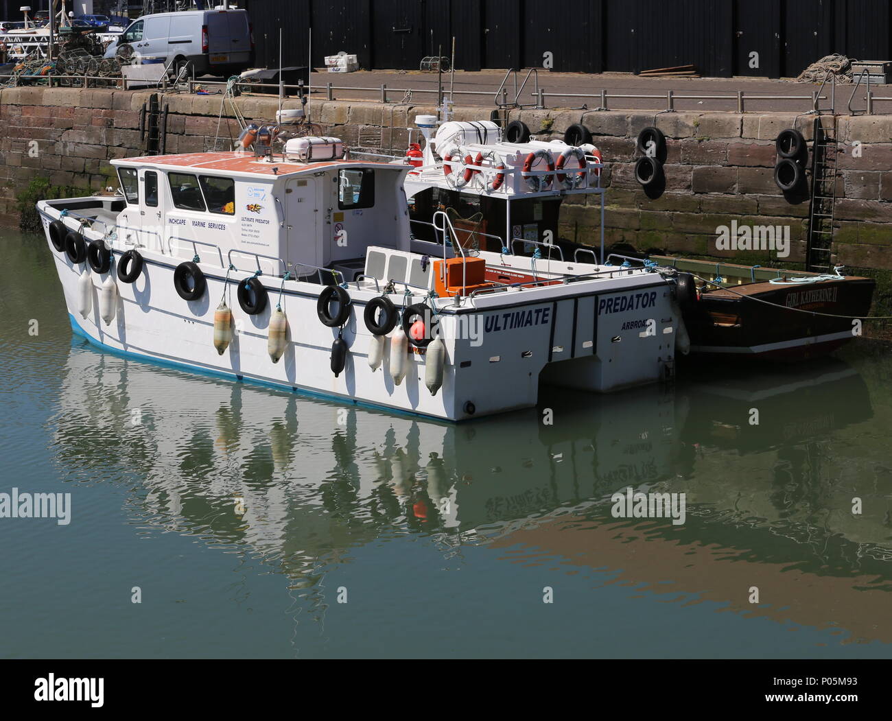 Inchcape Marine Services vessel Ultimate Predator in Arbroath harbour ...