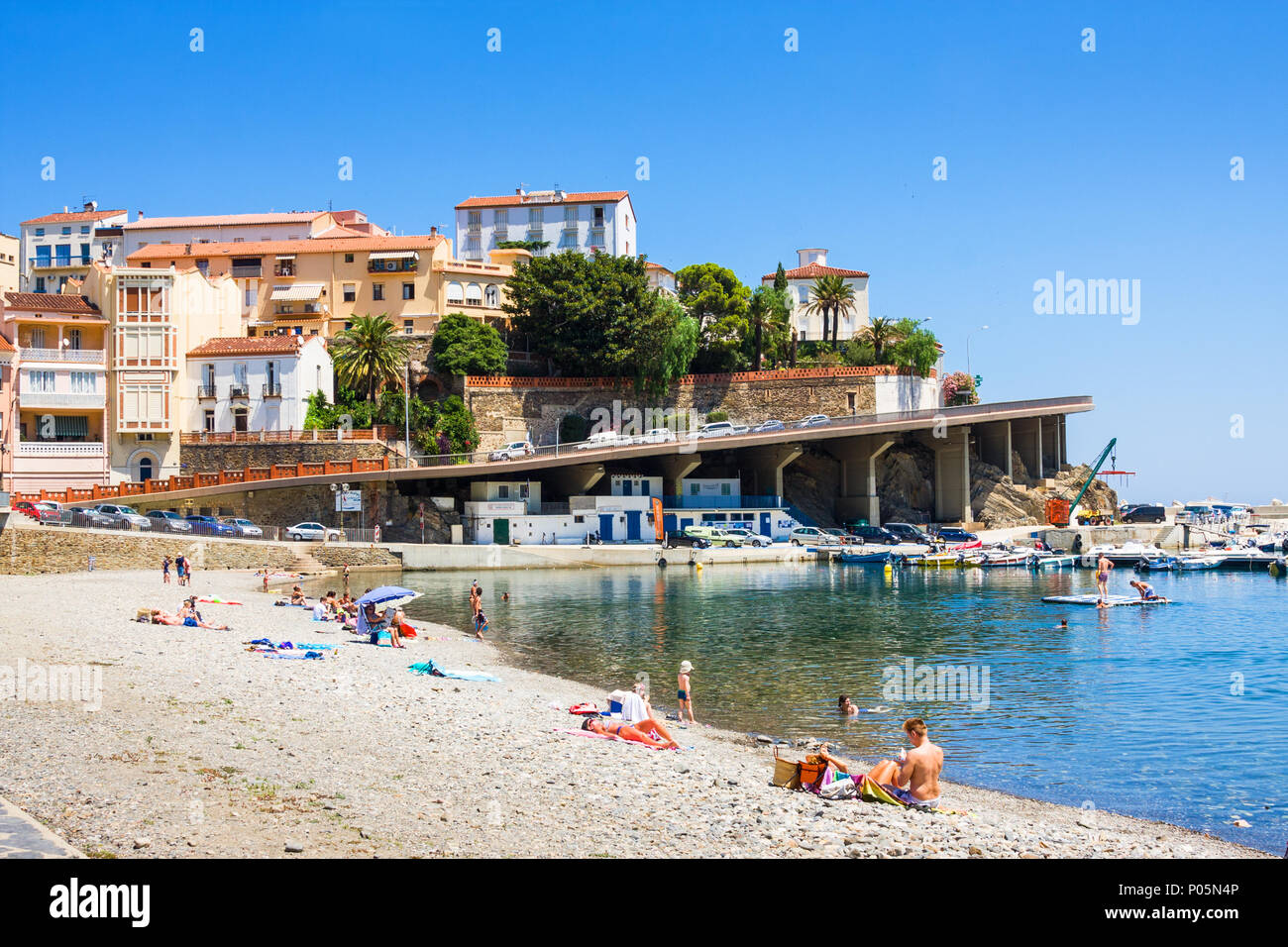 CERBERE, FRANCE - JULY 10, 2016: Mediterranean village of Cerbere, Cote ...