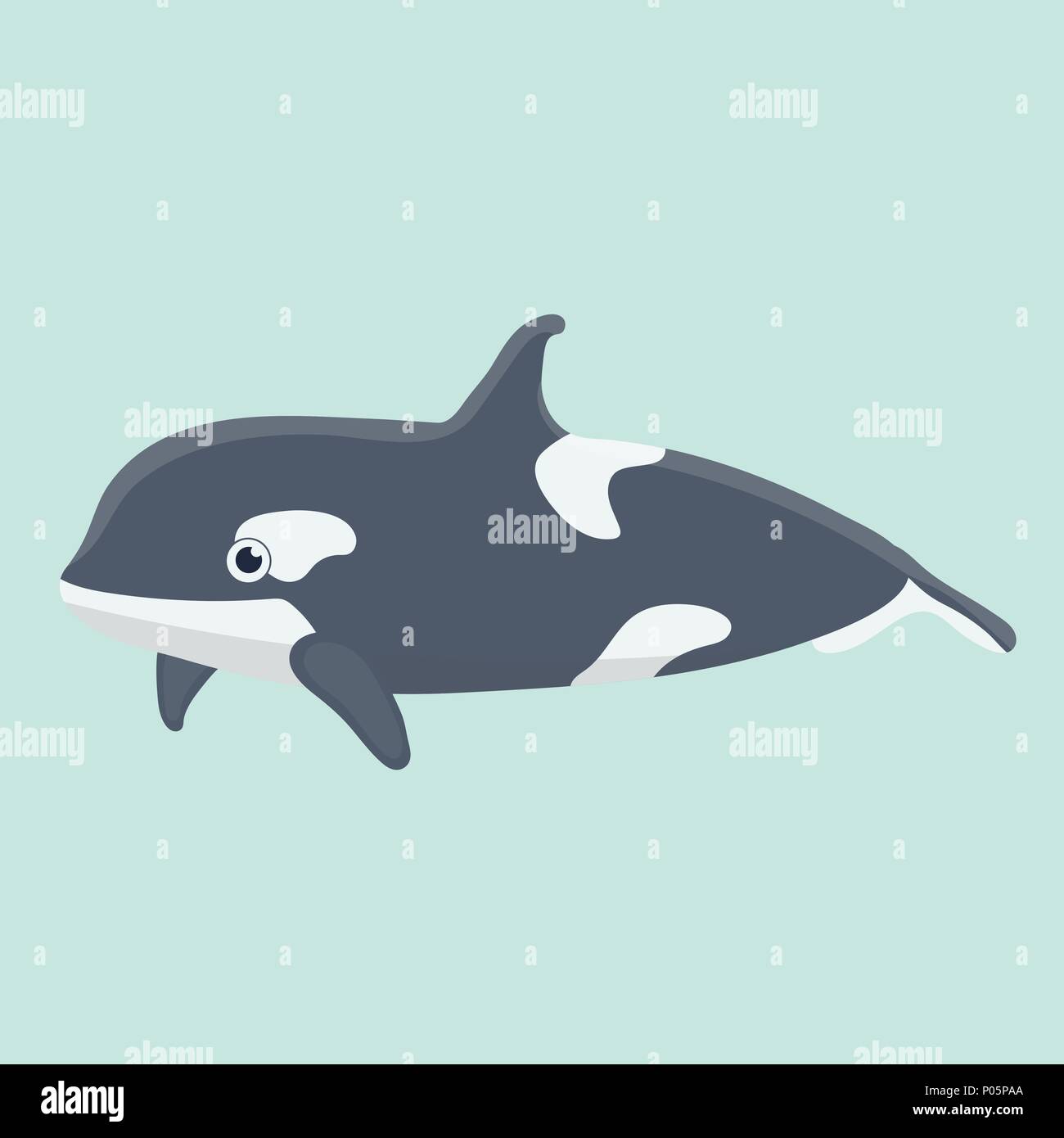 Vector illustration of a funny dolphin on pastel background Stock ...