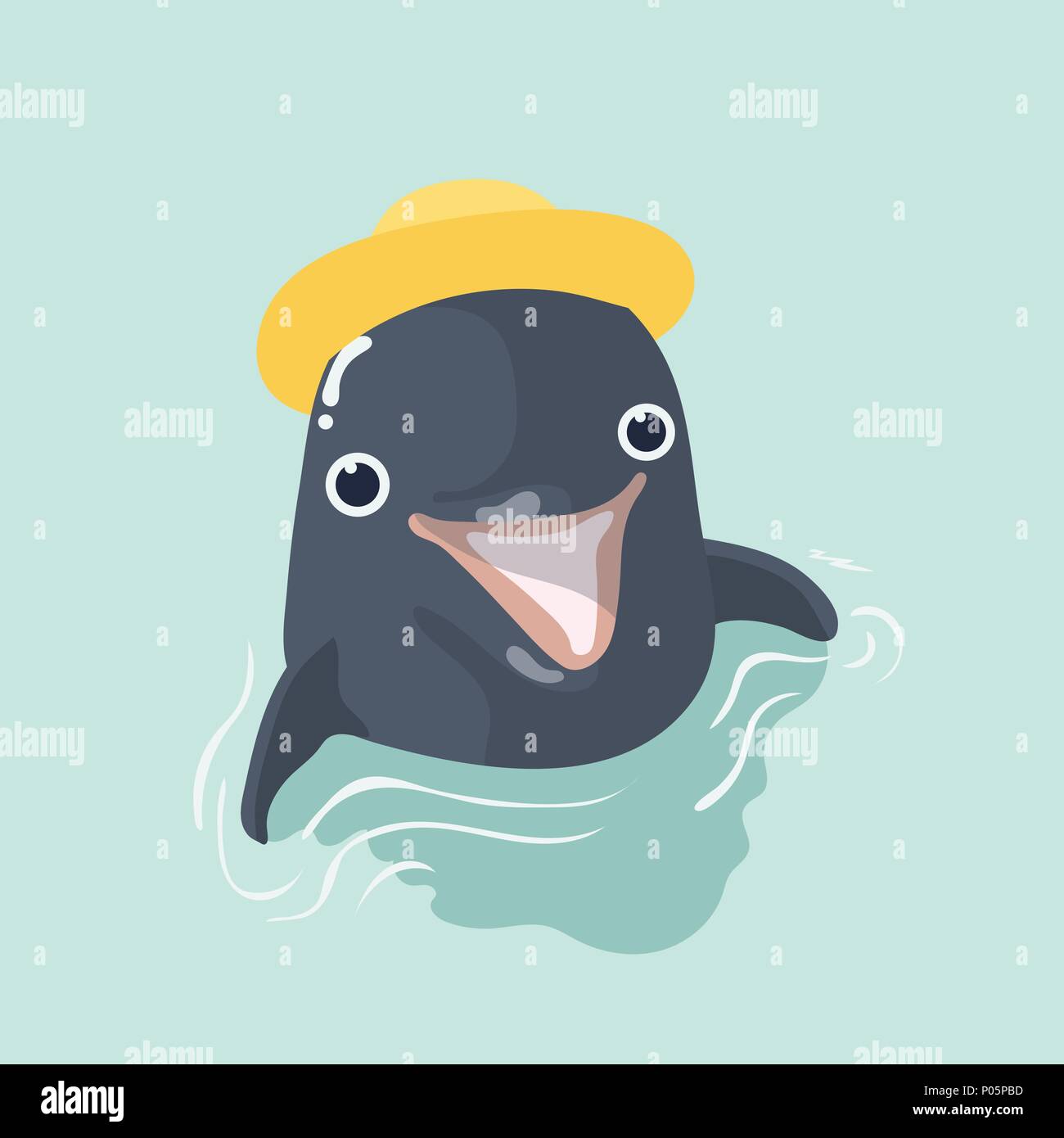 Vector illustration of a funny dolphin on pastel background Stock ...