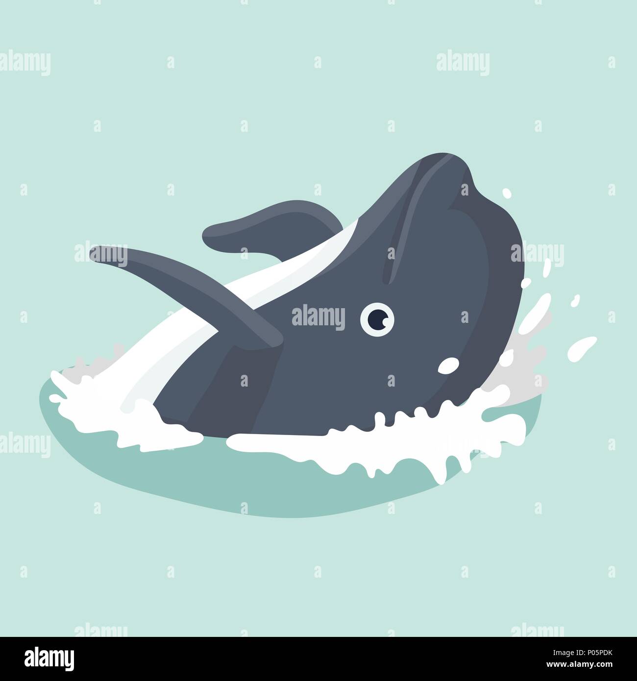 Vector illustration of a funny dolphin on pastel background Stock ...