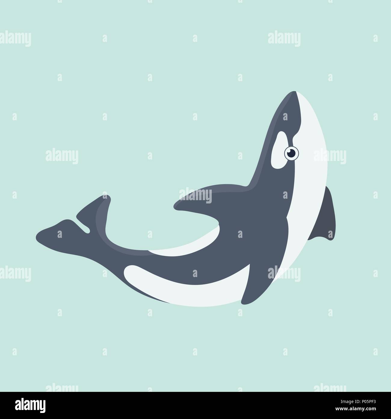 Vector illustration of a funny dolphin on pastel background Stock ...