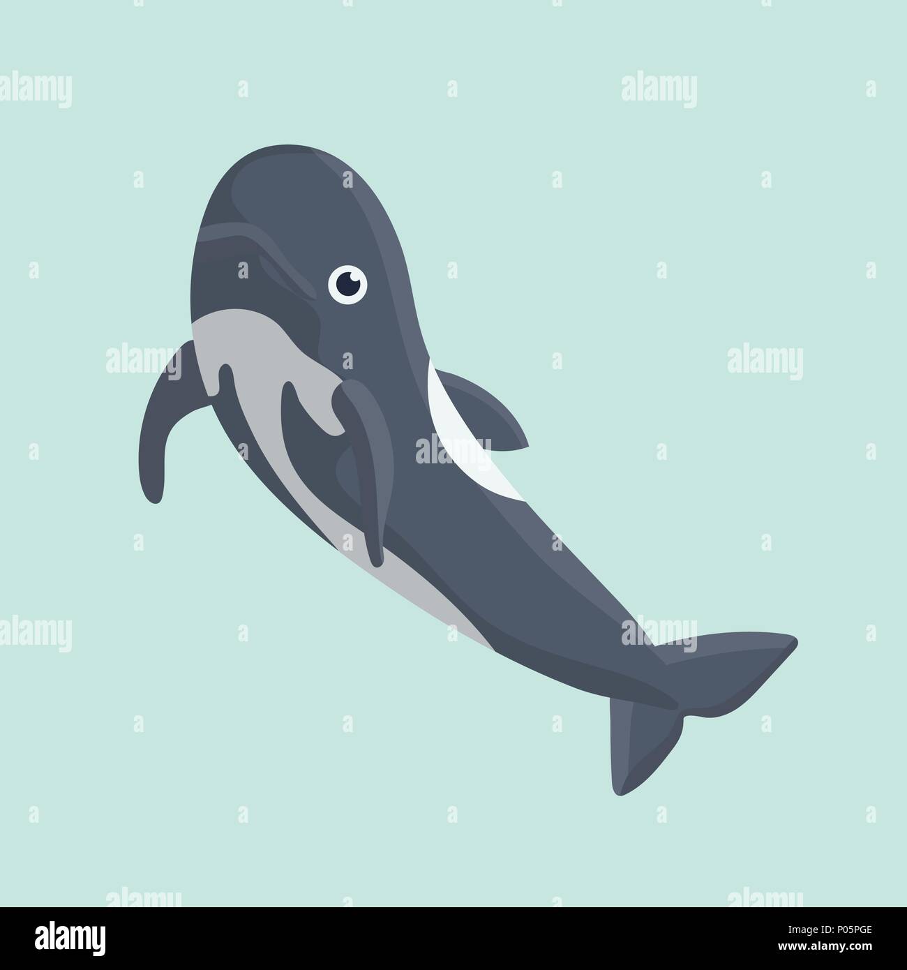 Vector illustration of a funny dolphin on pastel background Stock ...
