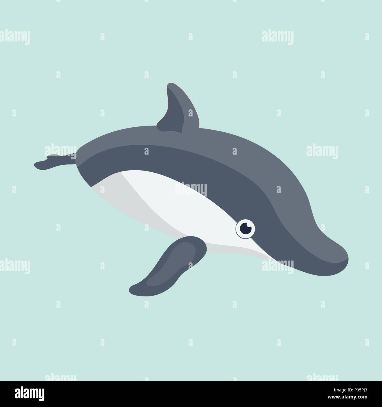Vector illustration of a funny dolphin on pastel background Stock ...