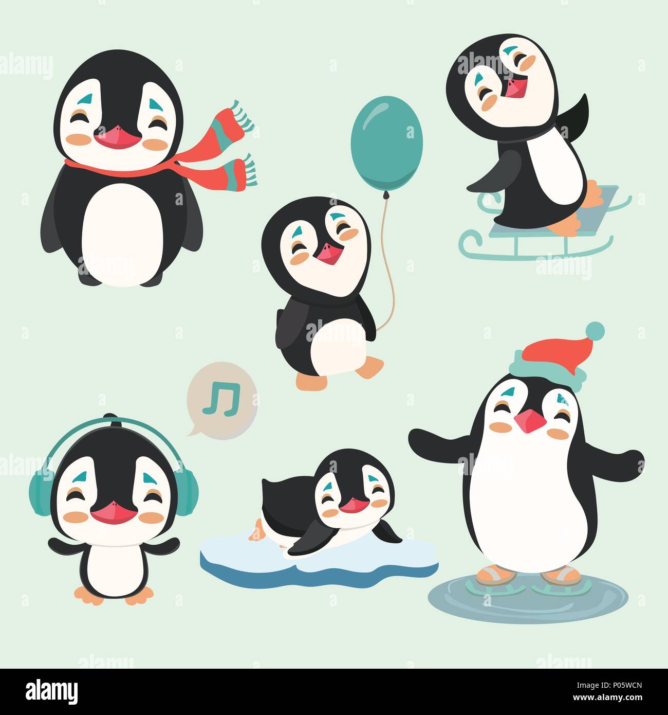Collection of cartoon penguin Stock Vector Image & Art - Alamy
