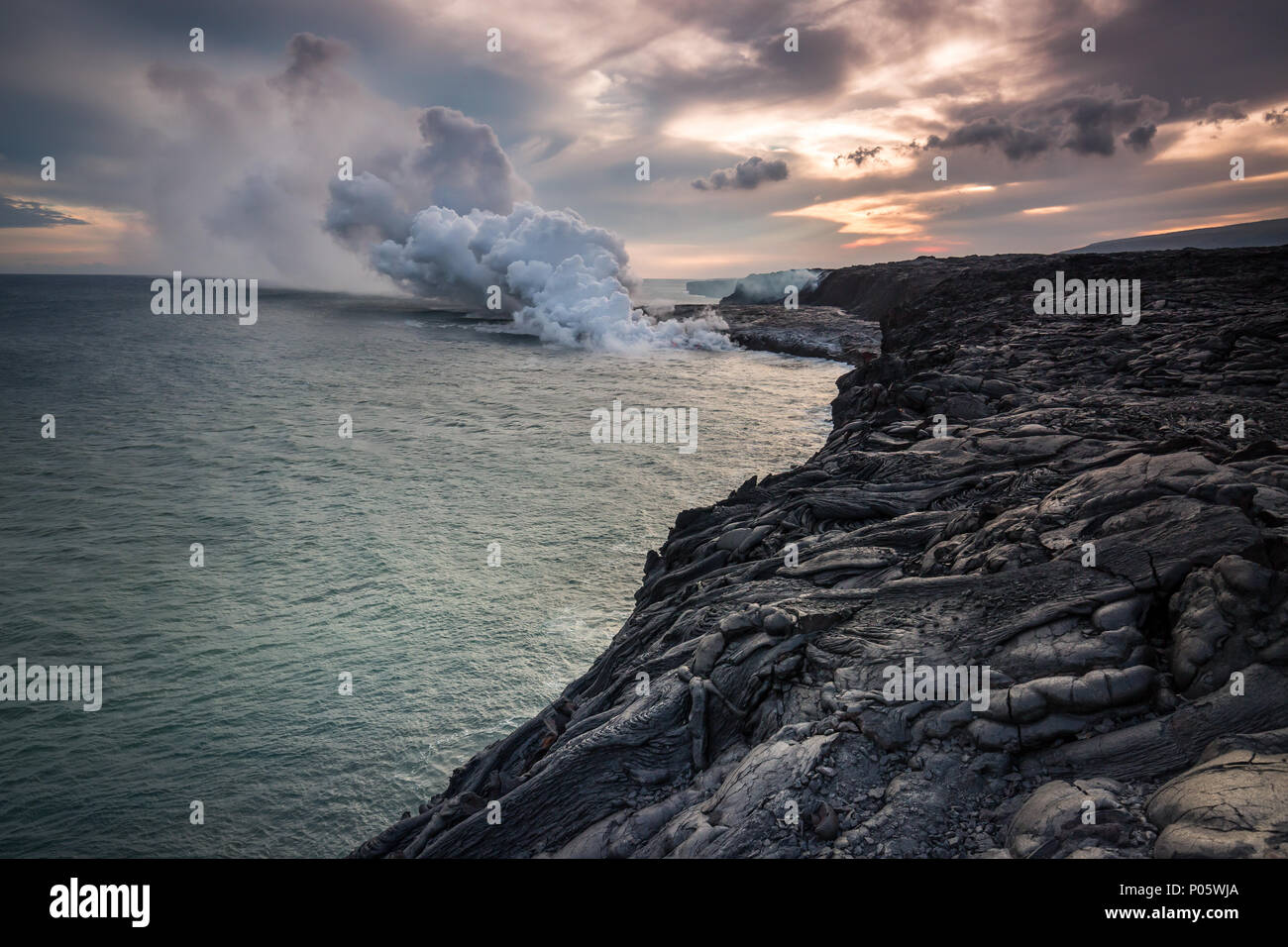 Lava flow on the Big Island of Hawaii during an active lava flow and ...