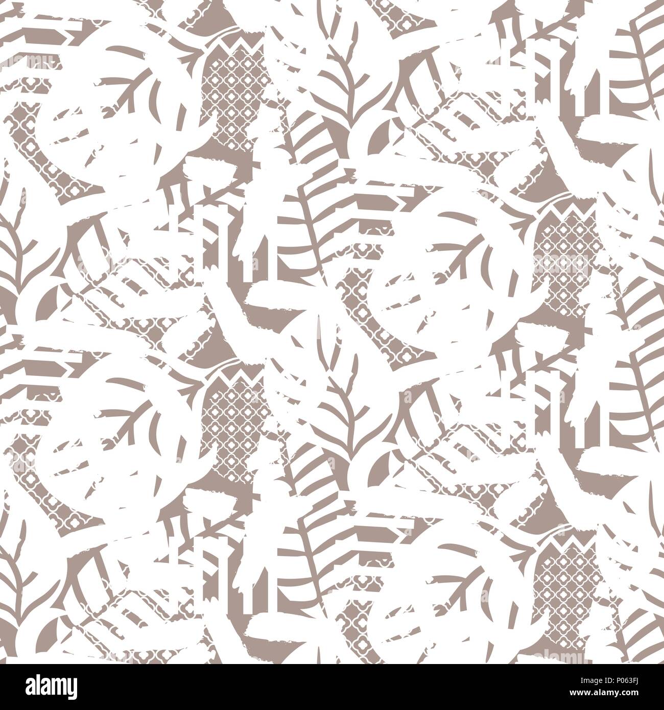 Stylized nature motif background texture. Beige neutral seamless ...